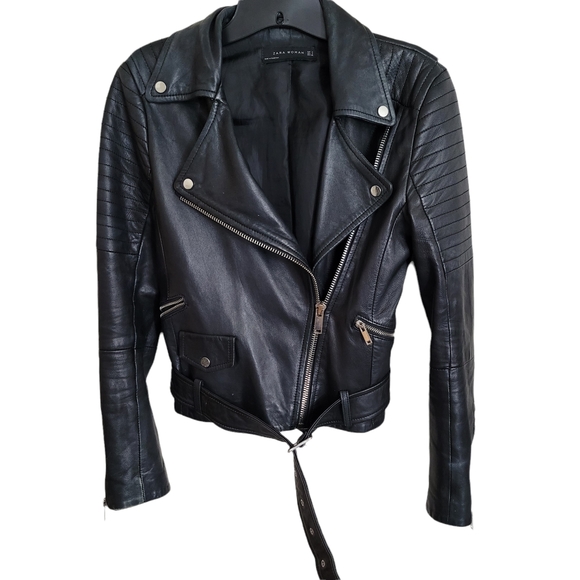 Zara | Jackets & Coats | Zara Womens Lambskin Motorcycle Jacket Sz S ...